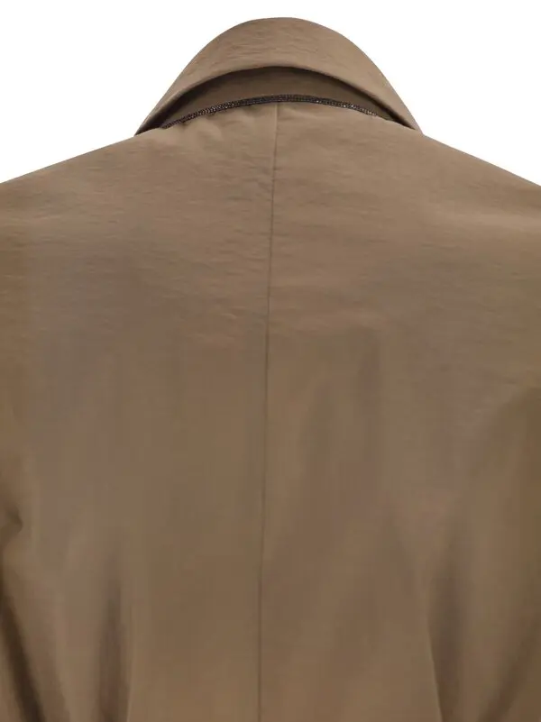 Brunello Cucinelli Techno Cotton Poplin Waistcoat With Belt And Pendant - Brown
