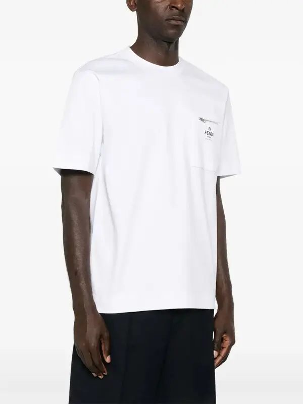 Fendi Zip-detail Roma Cotton T-shirt - White