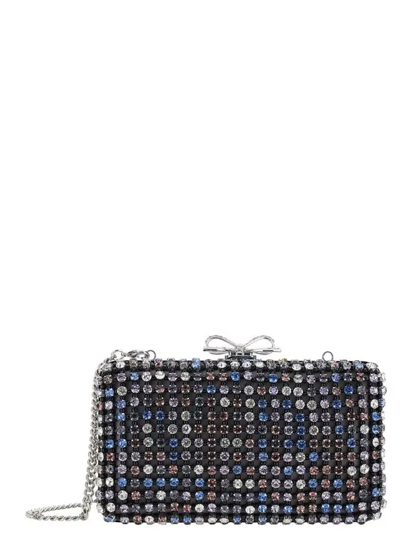 SELF-PORTRAIT Embellished Clutch With Bow Detail And Chain Strap - Multicolor