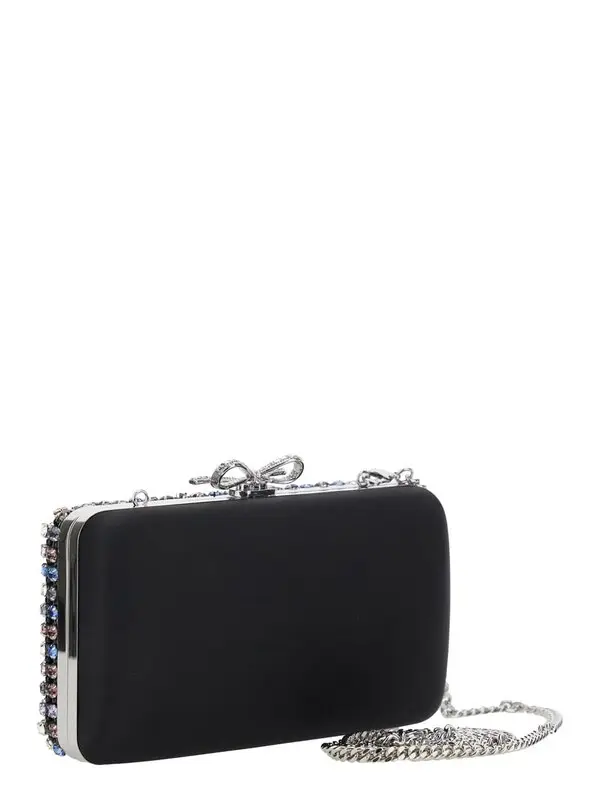 SELF-PORTRAIT Embellished Clutch With Bow Detail And Chain Strap - Multicolor