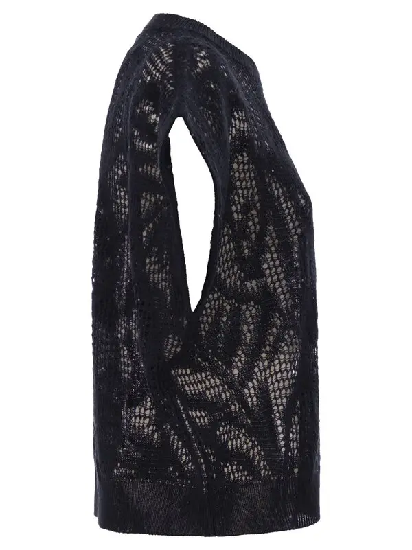 Brunello Cucinelli Openwork Knit Top With Sequins