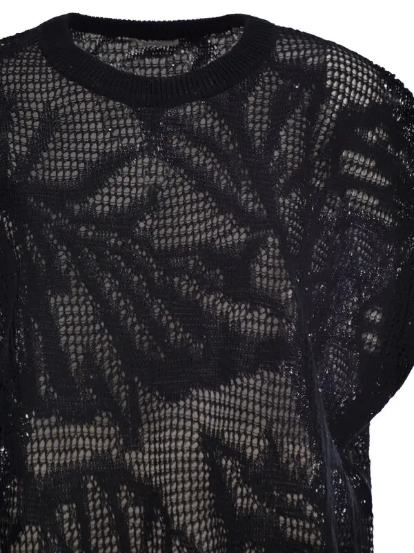 Brunello Cucinelli Openwork Knit Top With Sequins