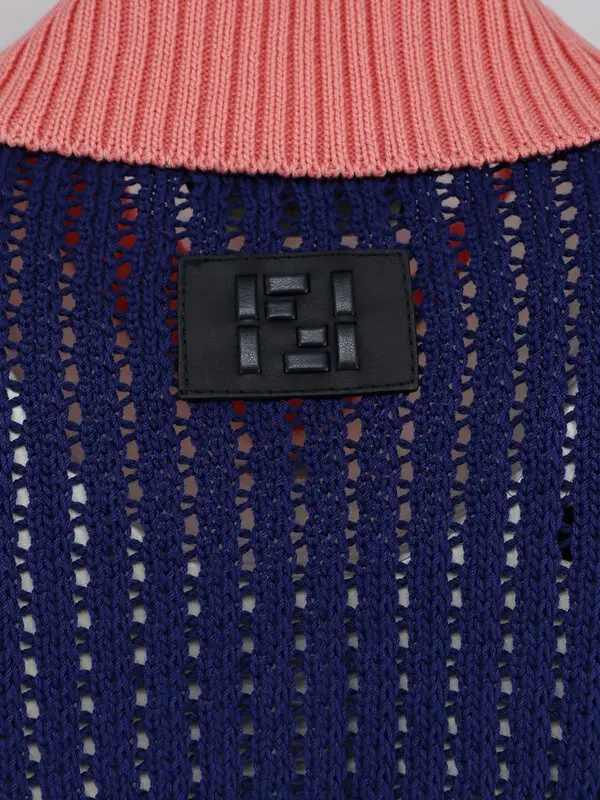Fendi Oversized V-neck Sweater With Contrasting Collar - Multicolor