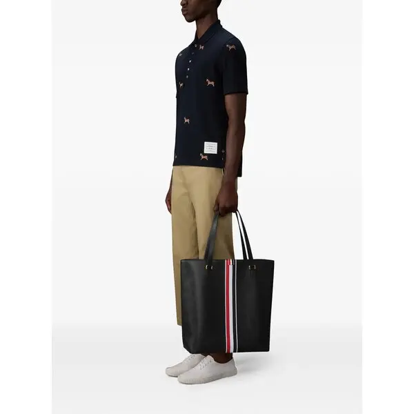 Thom Browne Calf Leather Tote Bag - Black