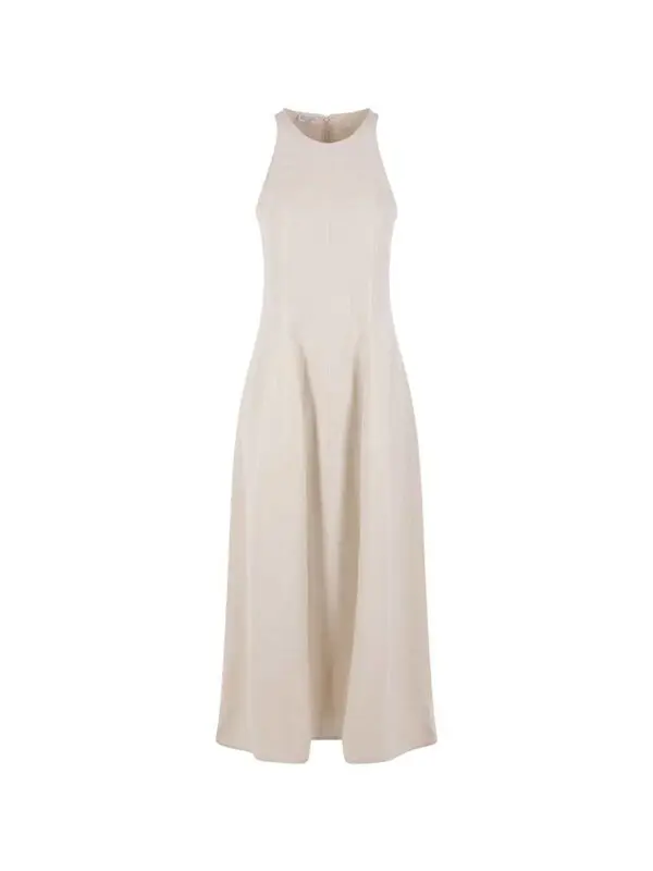 Brunello Cucinelli Sleeveless Crewneck Pleated Dress