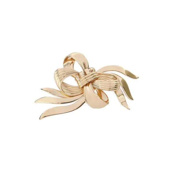 Miu Miu Tone Bow Embellishment Brooch - Gold