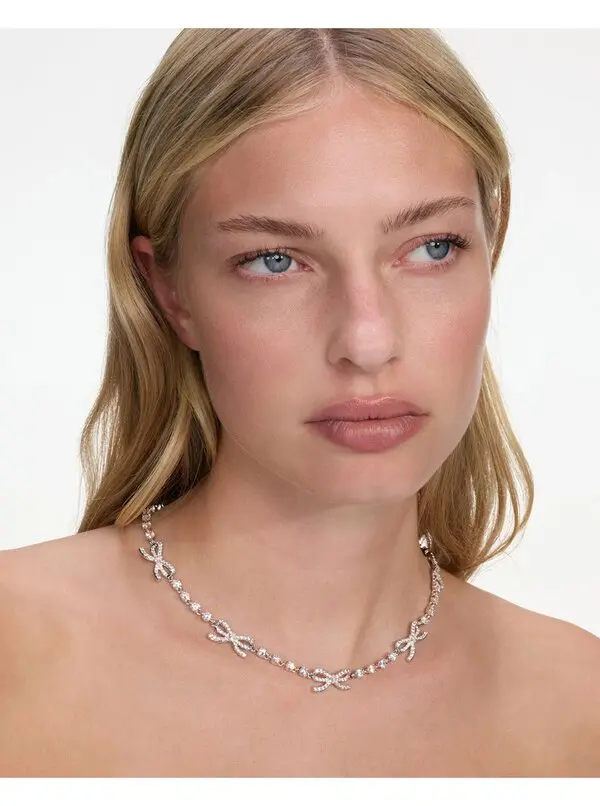 SELF-PORTRAIT Necklace With Crystal Bow Embellishments