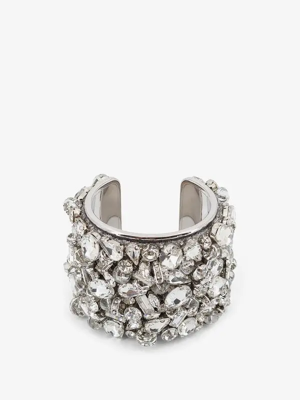 Dries Van Noten Brass Bracelet With Crystals - Silver