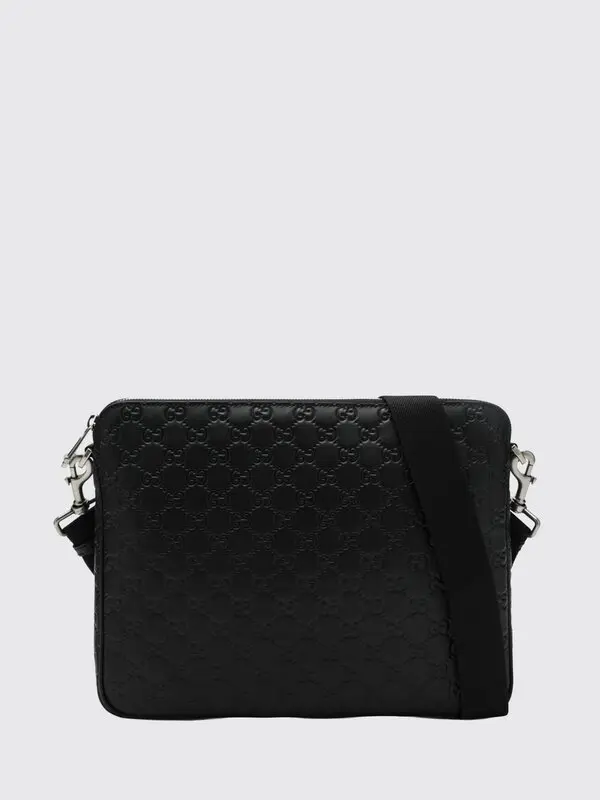 Gucci Embossed Monogram Shoulder Bag - Black