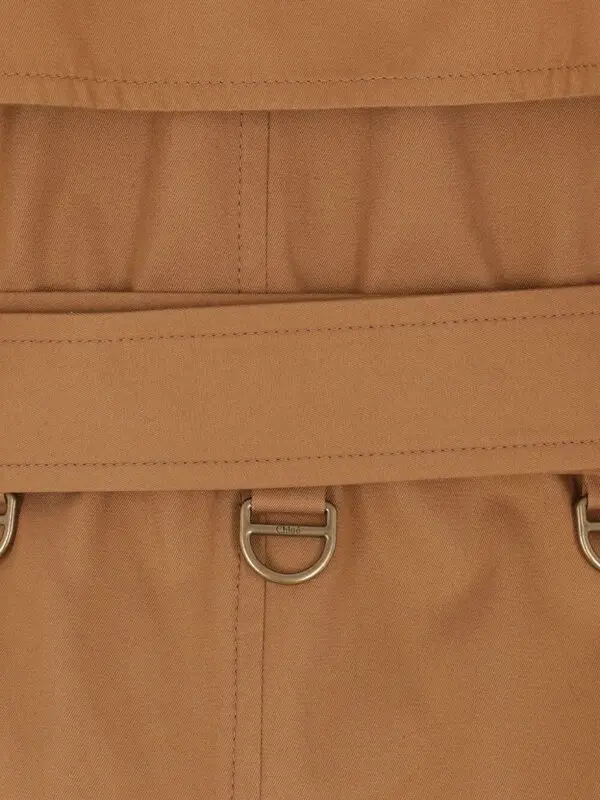 Chloé Cotton Gabardine Belted Long Trench Coat