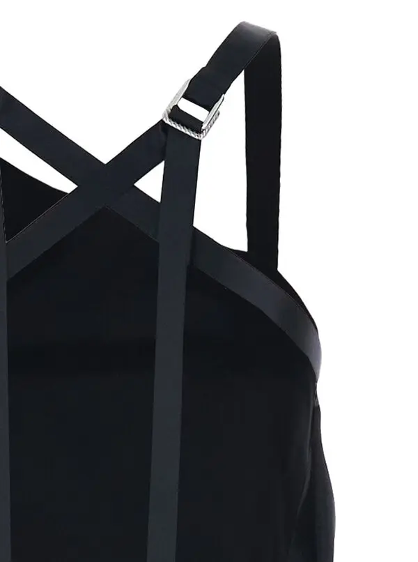 Attico Black Long Sleeveless Dress With Adjustable Straps And Open Back