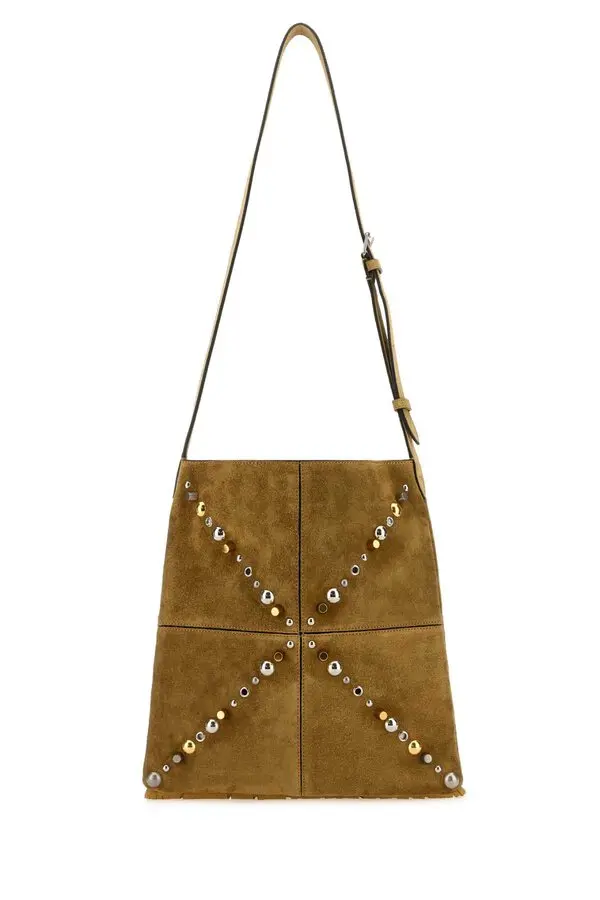 Valentino Garavani Suede Shoulder Bag With Studs And Fringe