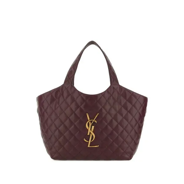 Saint Laurent Quilted Leather Tote Bag With Gold-tone Logo - Red