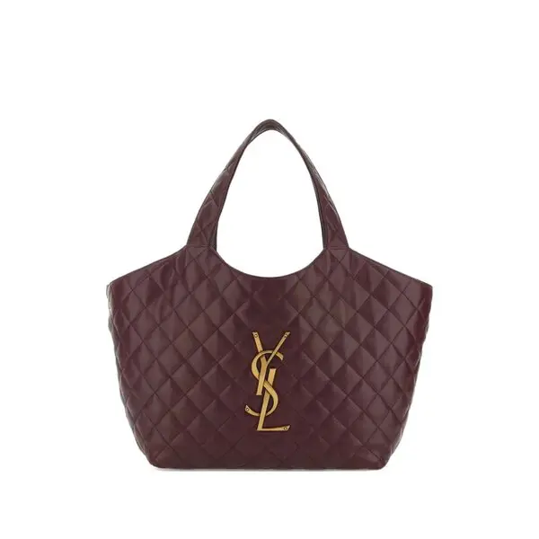 Saint Laurent Quilted Leather Tote Bag With Gold-tone Logo - Red