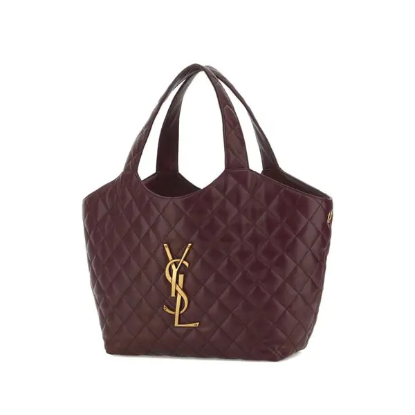 Saint Laurent Quilted Leather Tote Bag With Gold-tone Logo - Red