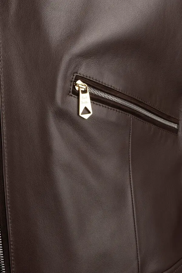 Paul Smith Leather Zip-up Jacket - Multicolor