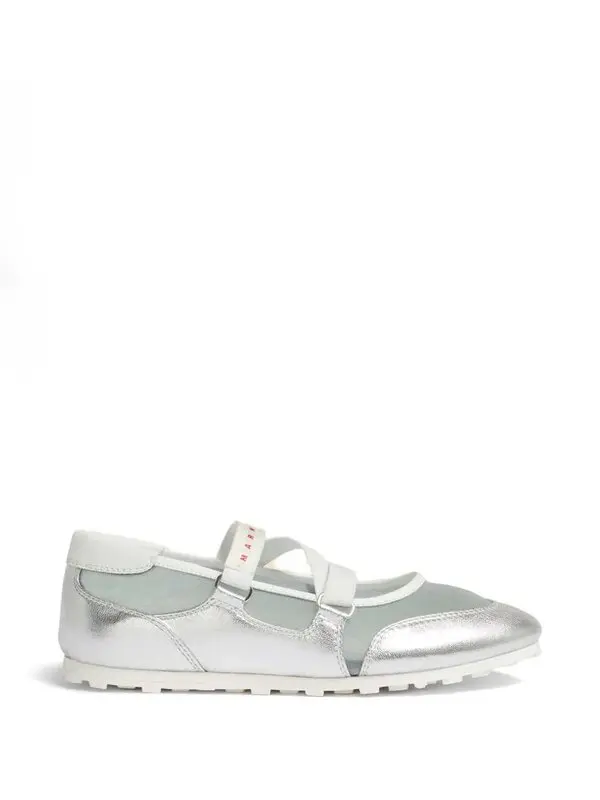 Marni Metallic Sneakers With Crossover Strap - Silver
