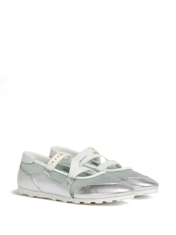 Marni Metallic Sneakers With Crossover Strap - Silver