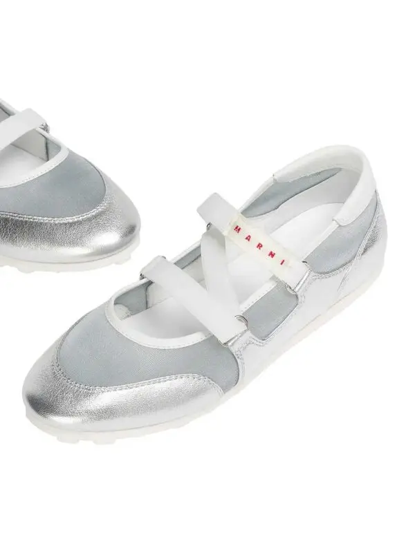 Marni Metallic Sneakers With Crossover Strap - Silver