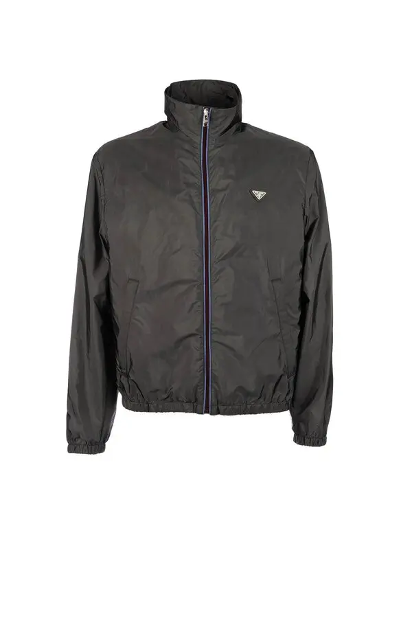 Prada Zip-up Jacket With Stand Collar - Multicolor
