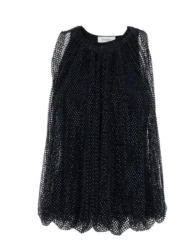 Sportmax Mesh And Rhinestone Embellished Sleeveless Top - Black
