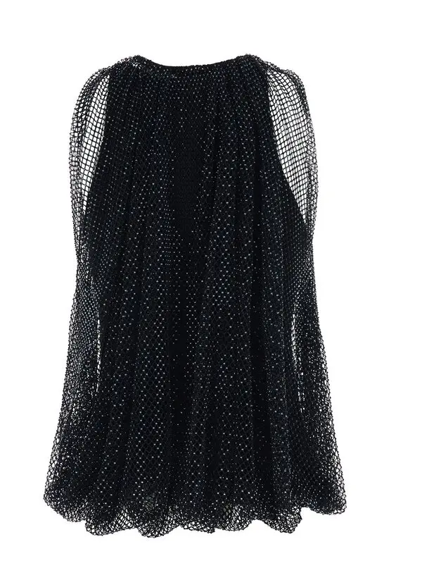 Sportmax Mesh And Rhinestone Embellished Sleeveless Top - Black