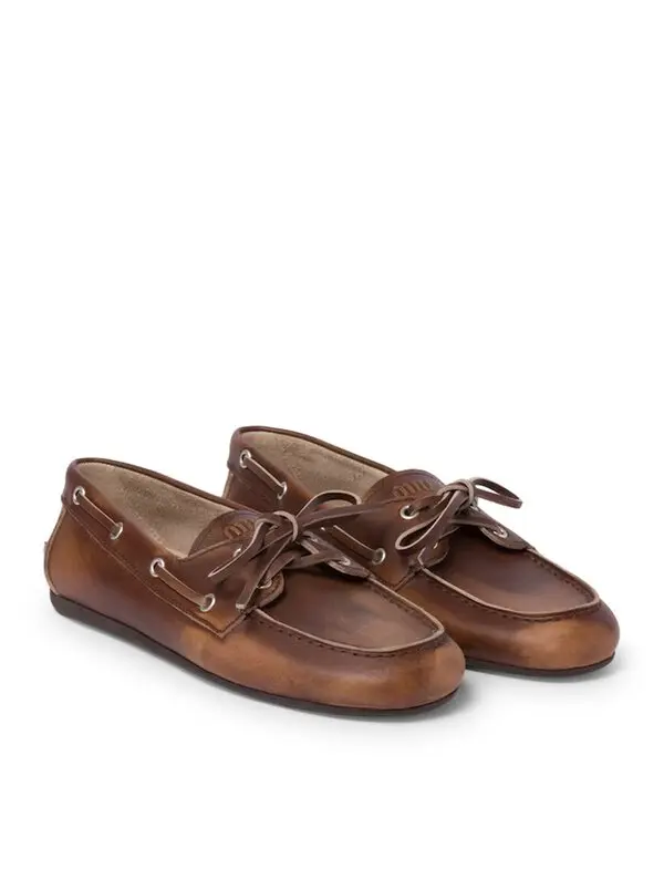 Miu Miu Decolored Leather Boat Loafers - Multicolor