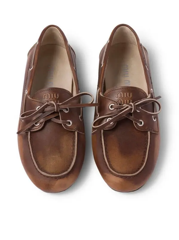 Miu Miu Decolored Leather Boat Loafers - Multicolor