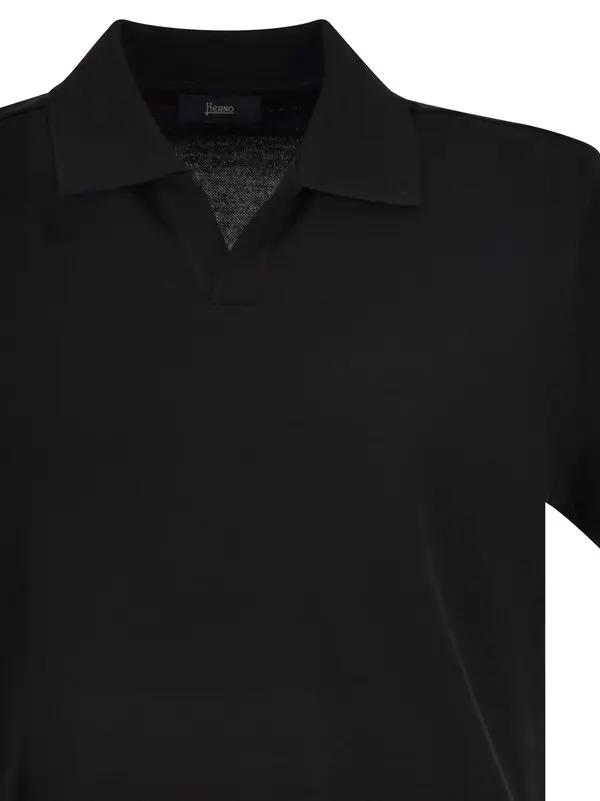 Herno Cotton Jersey Polo Shirt With Open Collar