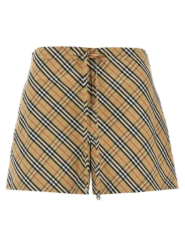 Burberry Check Print Cotton Shorts - Multicolor