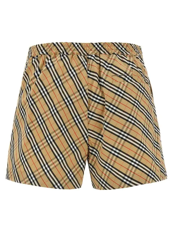 Burberry Check Print Cotton Shorts