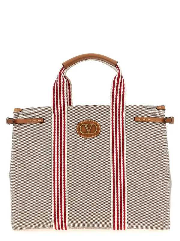 Valentino Garavani Antibes Canvas Handbag With Leather Details - Multicolor