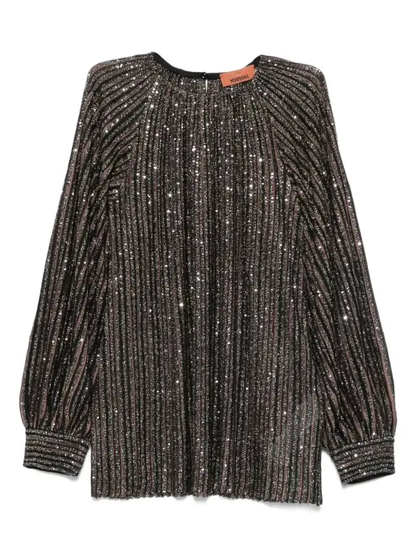 Missoni Sequined Striped Long Sleeve Top - Brown