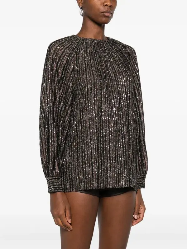 Missoni Sequined Striped Long Sleeve Top - Brown