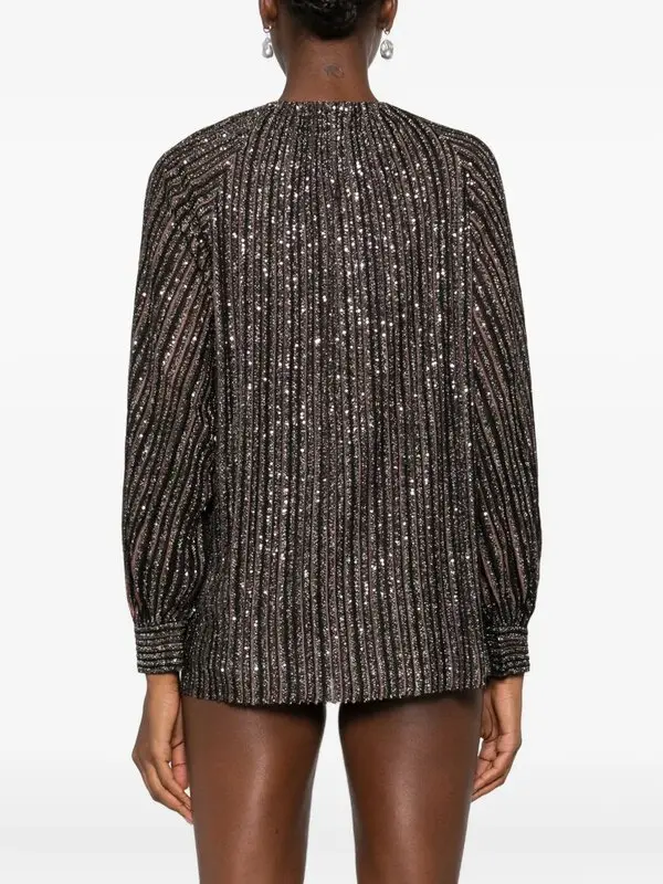 Missoni Sequined Striped Long Sleeve Top - Brown