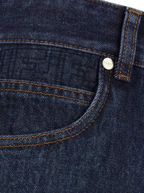 Fendi Denim Shorts With Logo Patch - Multicolor