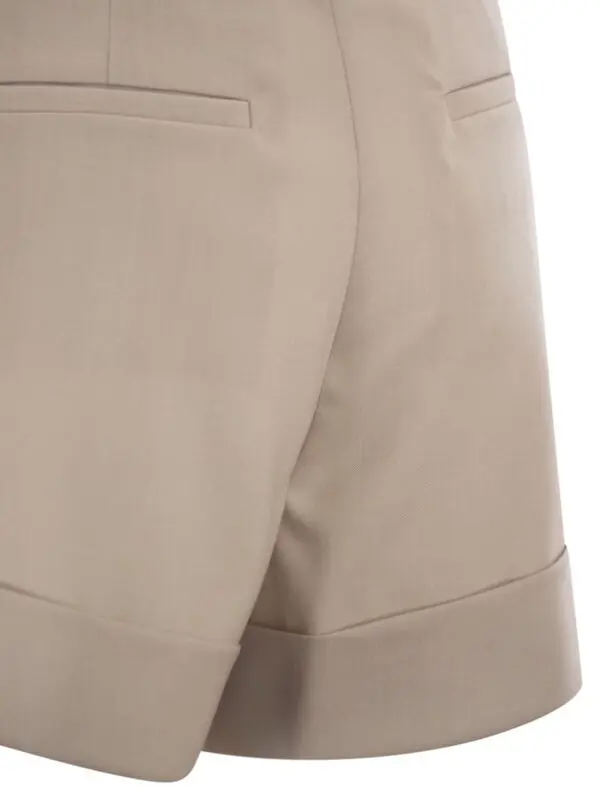 Max Mara Wool, Mohair, And Silk Canvas Shorts - Multicolor