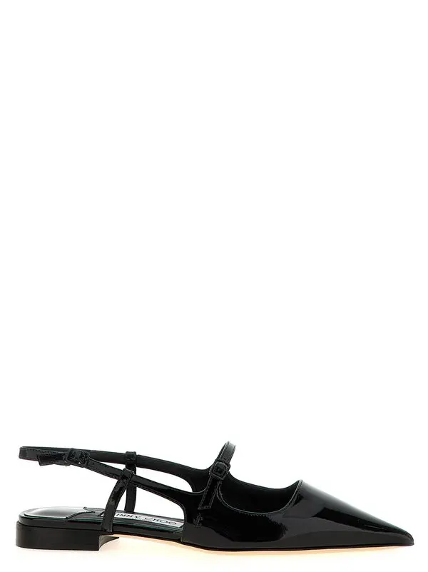 JIMMY CHOO Patent Leather Slingback Flats - Black