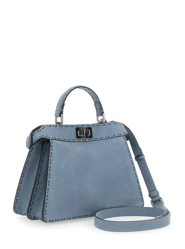 Fendi Peekaboo Iseeu Small Roman Leather Handbag - Blue