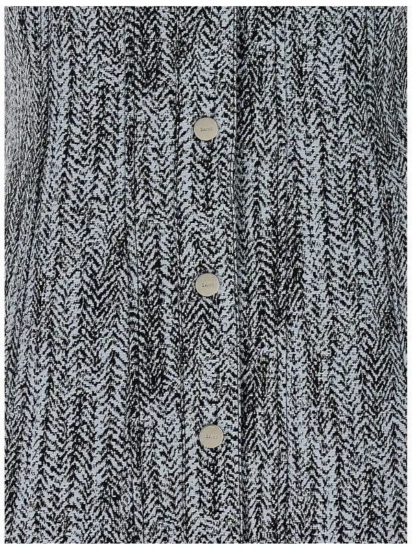 GANNI Cotton Tweed Square Neck Mini Dress