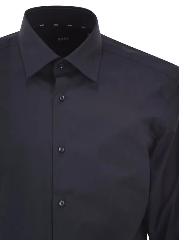 BOSS Slim Fit Shirt In Easy-iron Stretch Cotton Poplin - Blue