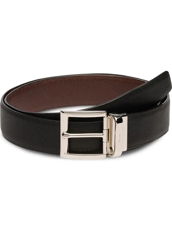 Prada Saffiano Leather Reversible Belt - Brown