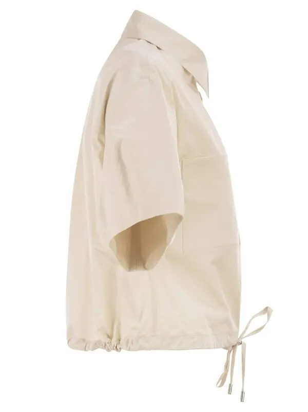 Peserico Cropped Stretch Cotton Shirt With Drawstring Hem