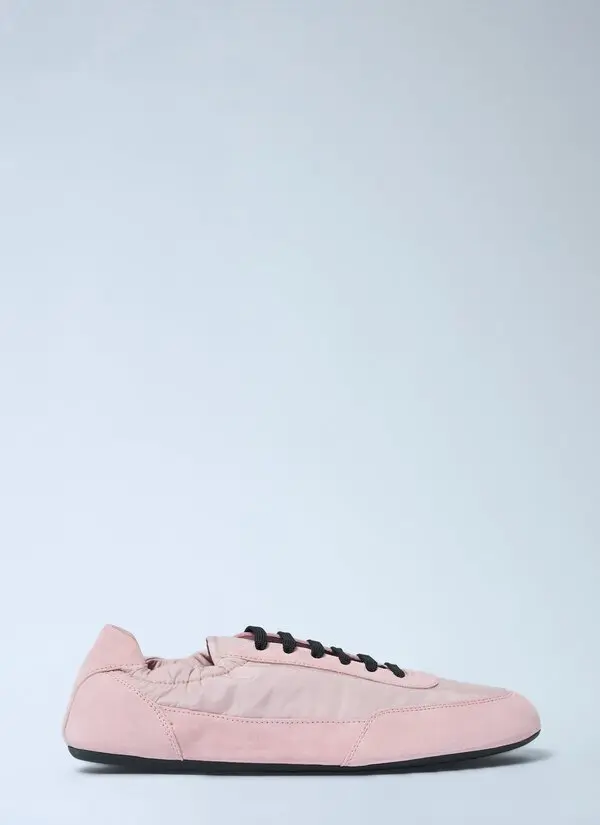 Prada Re-nylon And Suede Collapsible Sneakers - Pink