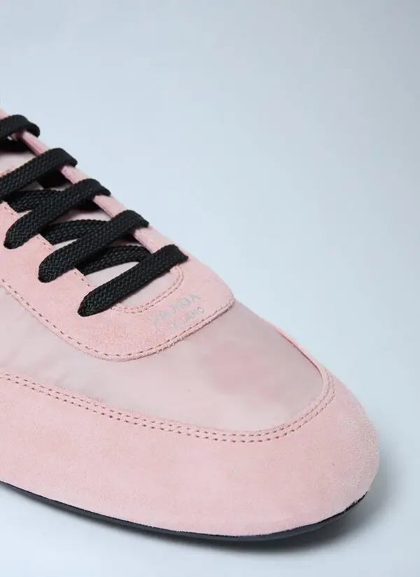 Prada Re-nylon And Suede Collapsible Sneakers - Pink