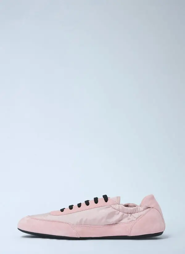 Prada Re-nylon And Suede Collapsible Sneakers - Pink