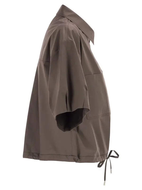 Peserico Cropped Stretch Cotton Shirt With Drawstring - Brown