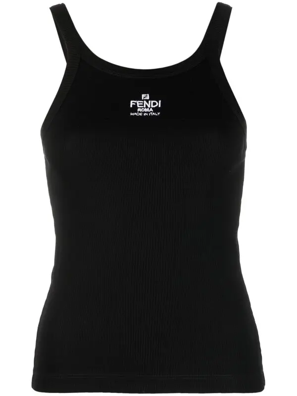 Fendi Logo Embroidered Ribbed Tank Top - Multicolor