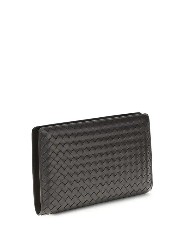 Bottega Veneta Agenda Clutch In Woven Nappa Leather - Brown