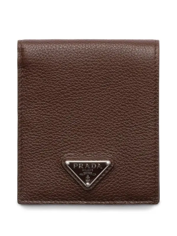 Prada Grained Leather Bi-fold Wallet - Brown